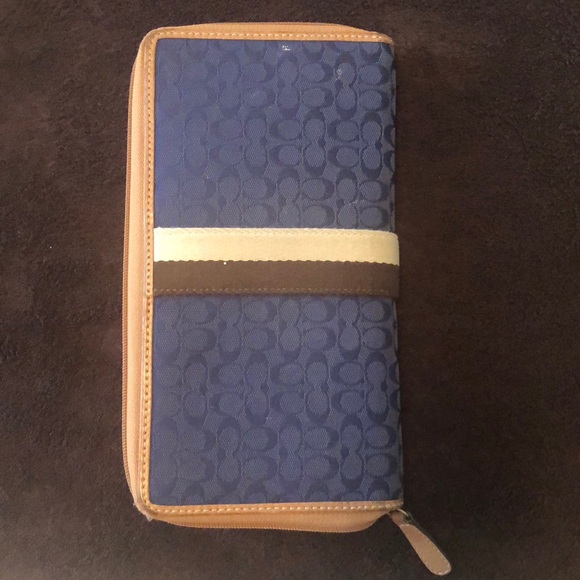 Coach | Bags | Coach Navy Blue Zip Wallet | Poshmark